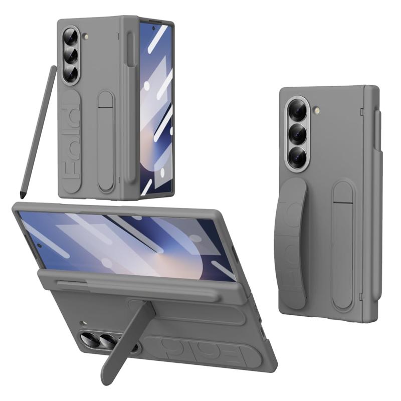 携帯ケース Galaxy Z Fold6 / 強化ガラス膜 ペン ワイヤレス充電 薄型 肌にやさしい感触 超軽量 ヒンジ保護 壳膜虹光系列-笔槽款Fold6