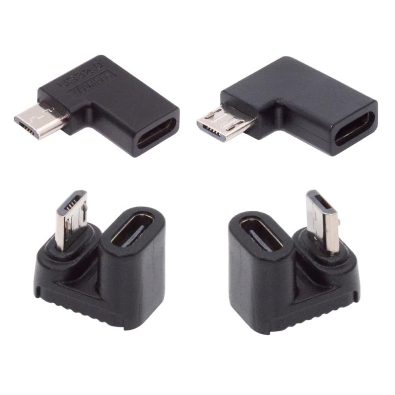 Cablecc 2 ピース/ロット 480Mbps USB2.0 to Micro USB Type-C USB-C データ電源アダプタ リバーシブルデザイン チェーン穴付き