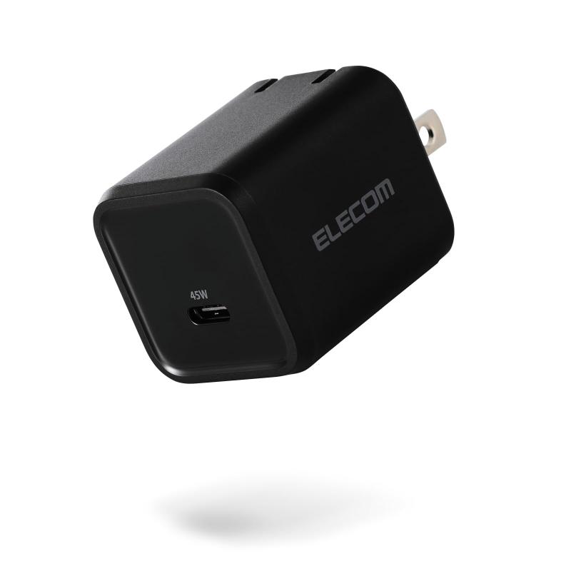 エレコム USB C 充電器 45W PD対応 1ポート スイング式プラグ採用 ブラック ホワイト EC-AC122 EC-AC123