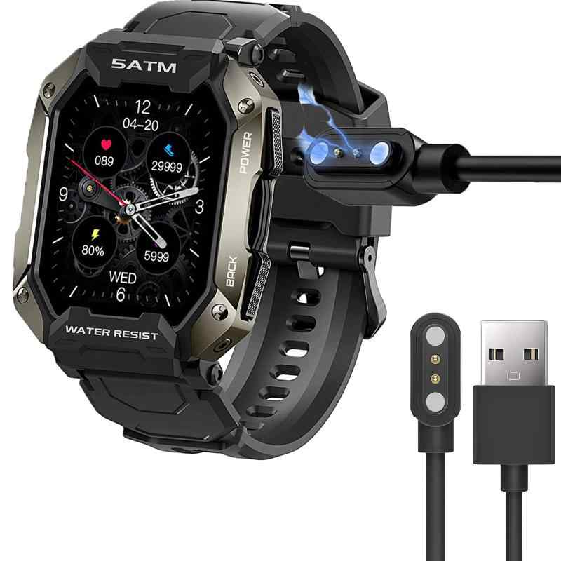 Lamshaw for AMAZTIM C20 スマートウォッチ ケーブル, USB 磁気充電ケーブル 磁気吸着 1メートル 対応 Kospet Tank M1 Pro/Tank T1 Pro/C20 Watch/C16 Watch/PYR...