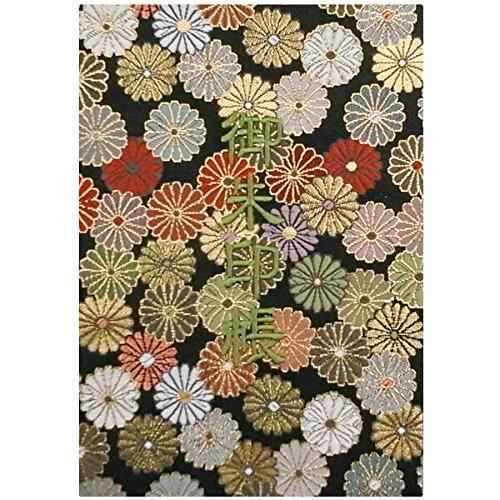 千糸繍院 御朱印帳XL【黒菊爛漫】西陣織 金襴装丁/刺繍文字 蛇腹式48ページ 特大判高価な西陣織の金襴生地で装丁した全48ページの蛇腹式の特大判御朱印帳です。表紙の「御朱印帳」文字は刺繍で仕上げていますので、文字に立体感があります。本文（...