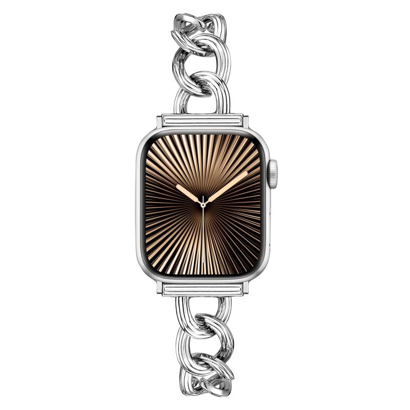 Aniaboho アップルウォッチ バンド Apple Watchバンド 金属チェーンベルト iWatch series 11 SE 10 9 SE 8 7 6 5 4 3 2 1対応 簡単調整 ファッション シンプルデザイン