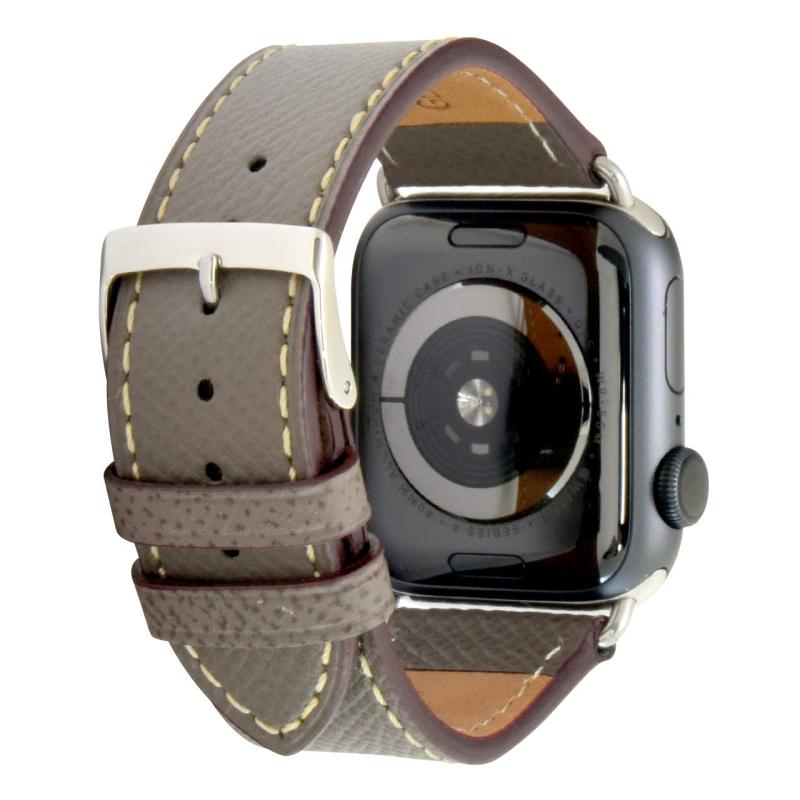 compatible with Apple Watch アップルウォッチ用 バンド ベルト 牛革フラットベルト クロカラント KUROCURRANT 44mm 45mm 46mm 49mm用 Series11/10/9/8/7/6/5/4/...