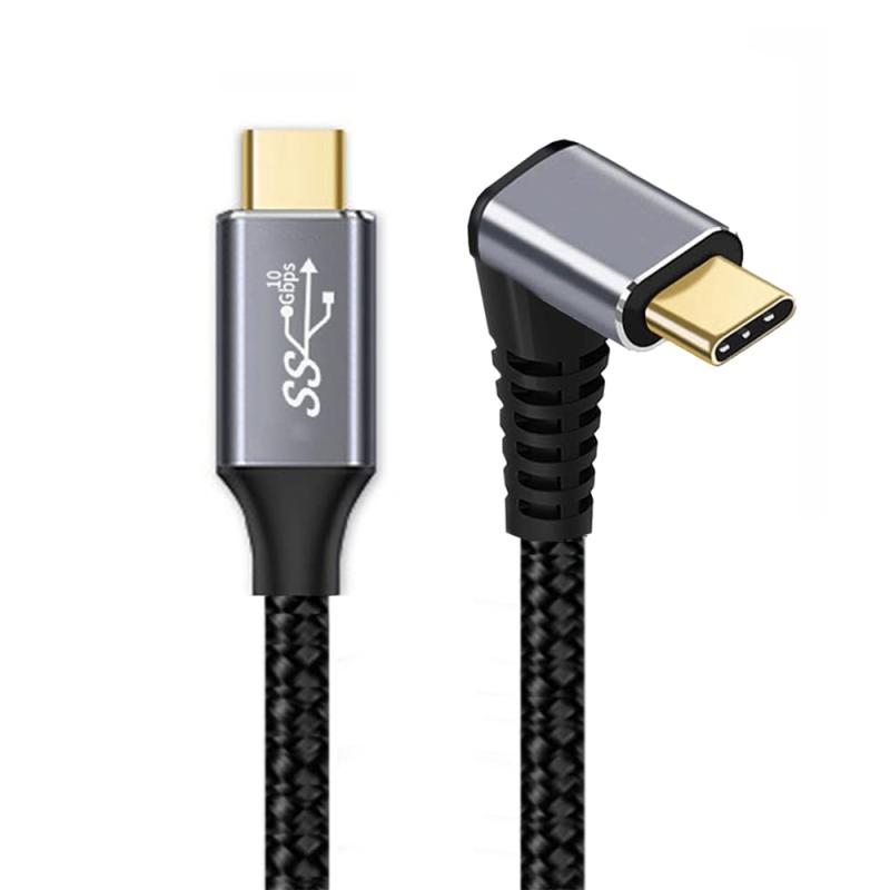 cablecc Type-C USB-C オス 90度上向き-オス USB3.1 10Gbps 100W データケーブル ノートパソコンフォン用