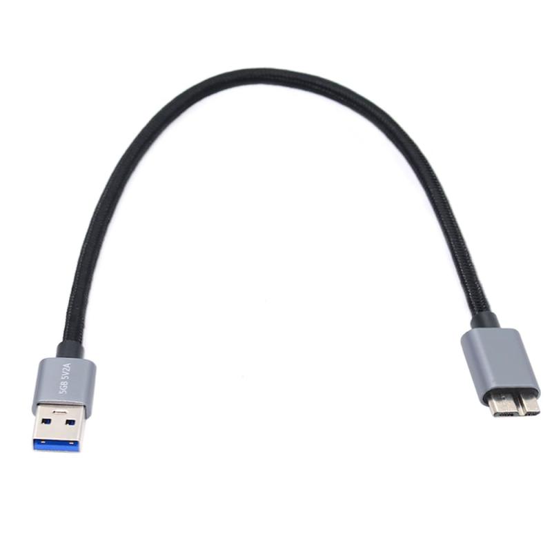 cablecc 5Gbps USB 3.0 Type-A - Micro-B/スタンダード A/B オス-メス ケーブル 延長 ディスク SSD カメラ データ用 シルバー 30cm