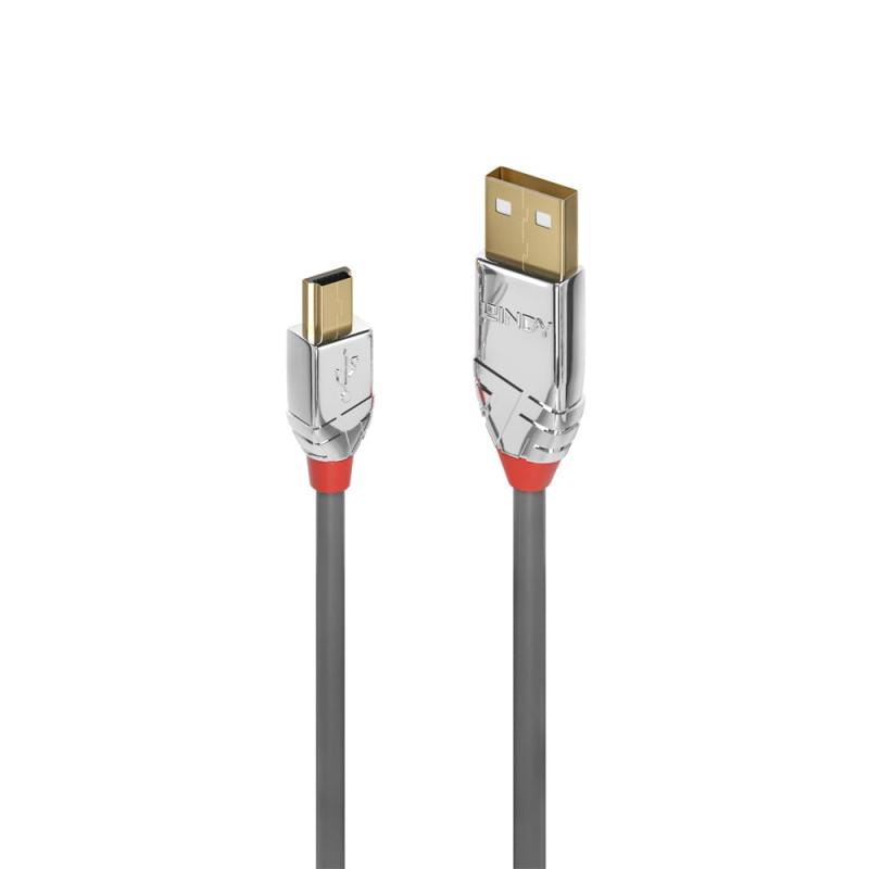 LINDY CROMO LINE USB2.0 Type-A to Mini-Bケーブル【480Mbps転送速度】差し込み後すぐに使用可能【高耐久コネクタ】24K金メッキ端子で信号の安定性を確保【スタイリッシュデザイン】クロムメッキコネクタ...