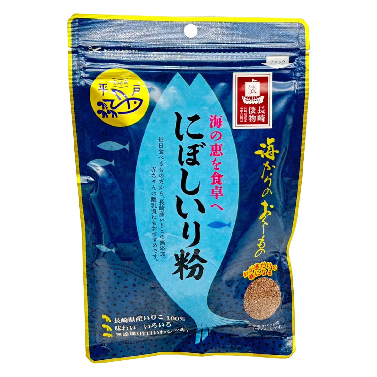 【商品特徴】長崎県産の煮干しいりこを粉末にしました。 出汁用としてだけではなくふりかけとしてもご利用いただけます。 出汁をとる際、出汁カスが気になる方は、ティーパック等に入れると出汁カスが気になりません。 長崎俵物認定商品です。 商品説明メ...