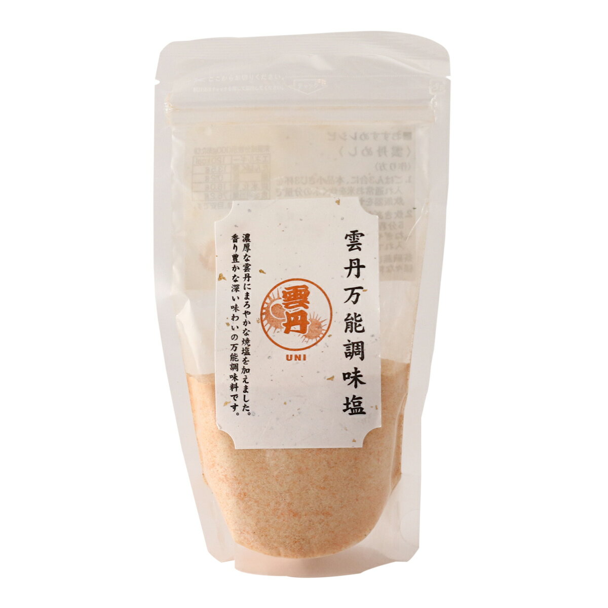 【商品特徴】雲丹のエキスを使用した様々な料理に合うだし塩です。 雲丹の濃厚なコクをお楽しみいただけます。 【召し上がり方】 材料:1人前 （雲丹めし） お米1合 本品小さじ1杯 1.ごはん1合にだし塩小さじ1杯を入れ通常お米を炊く分量で炊飯...