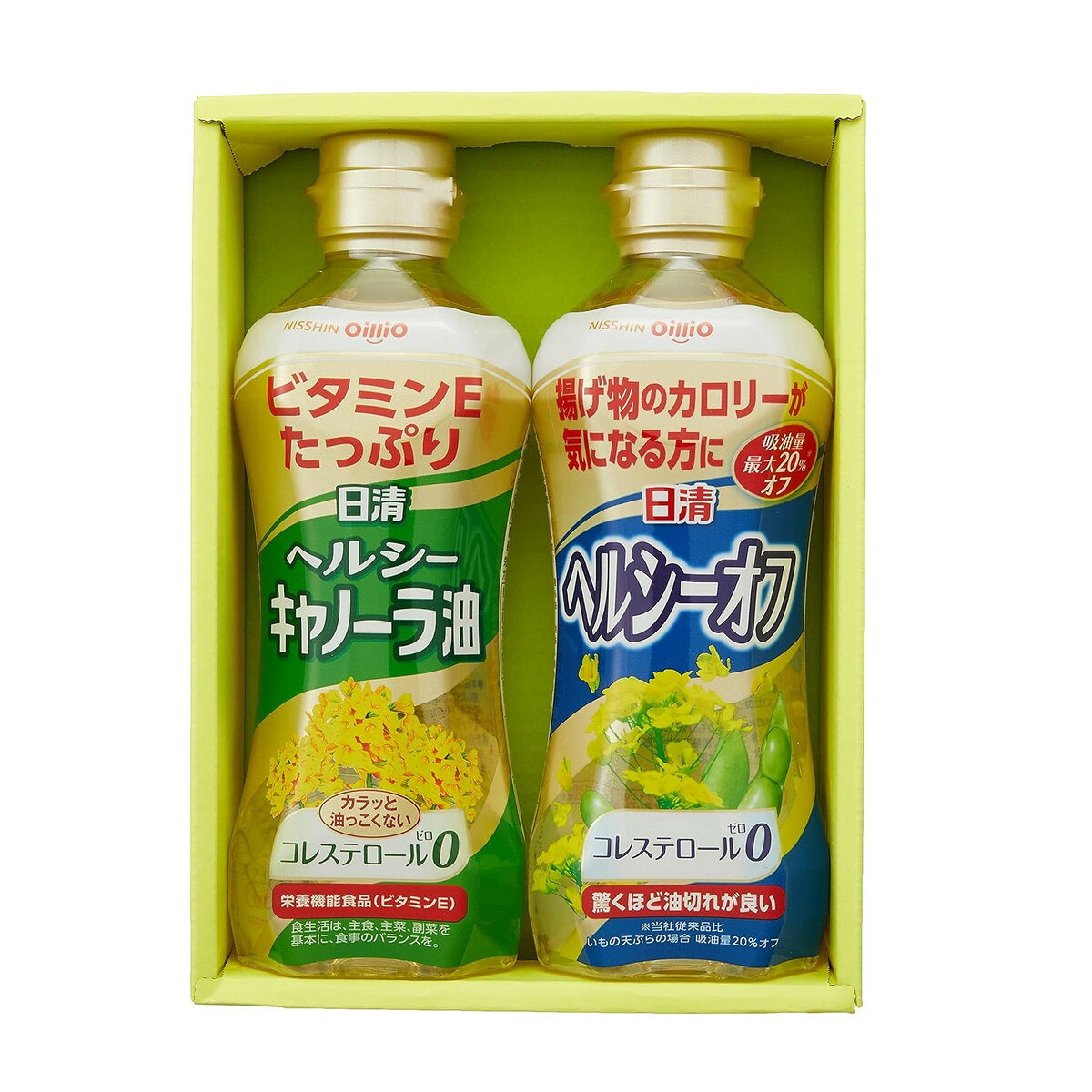【商品特徴】ヘルシーなバラエティオイルを詰め合わせたギフトです。 商品説明メーカー所在地 原材料 【ヘルシーキャノーラ油】食用なたね油(国内製造)、ビタミンE 【ヘルシーオフ】食用大豆油(国内製造)、食用なたね油、乳化剤 サイズ 162×2...
