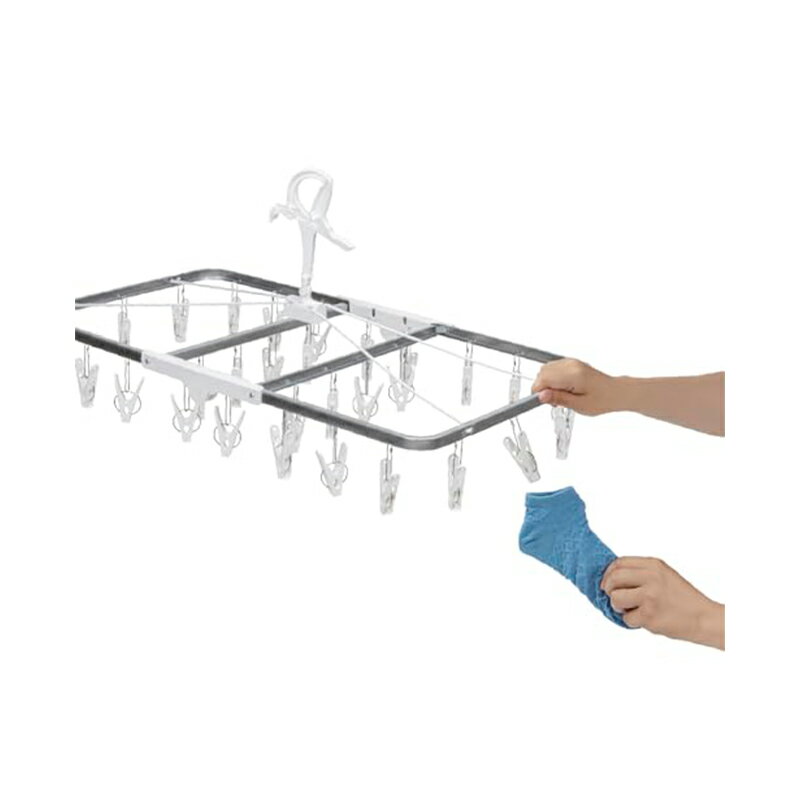 引っ張るだけで洗濯物がすぐ取れる「すぐ取れ角ハンガー」 本体寸法：W64×H33×D35(cm) すぐ取れピンチ30個付 カラー：ホワイト 本体重量：約600g 商品写真は、 お使いのモニター設定、お部屋の照明等により実際の商品と色味が異な...