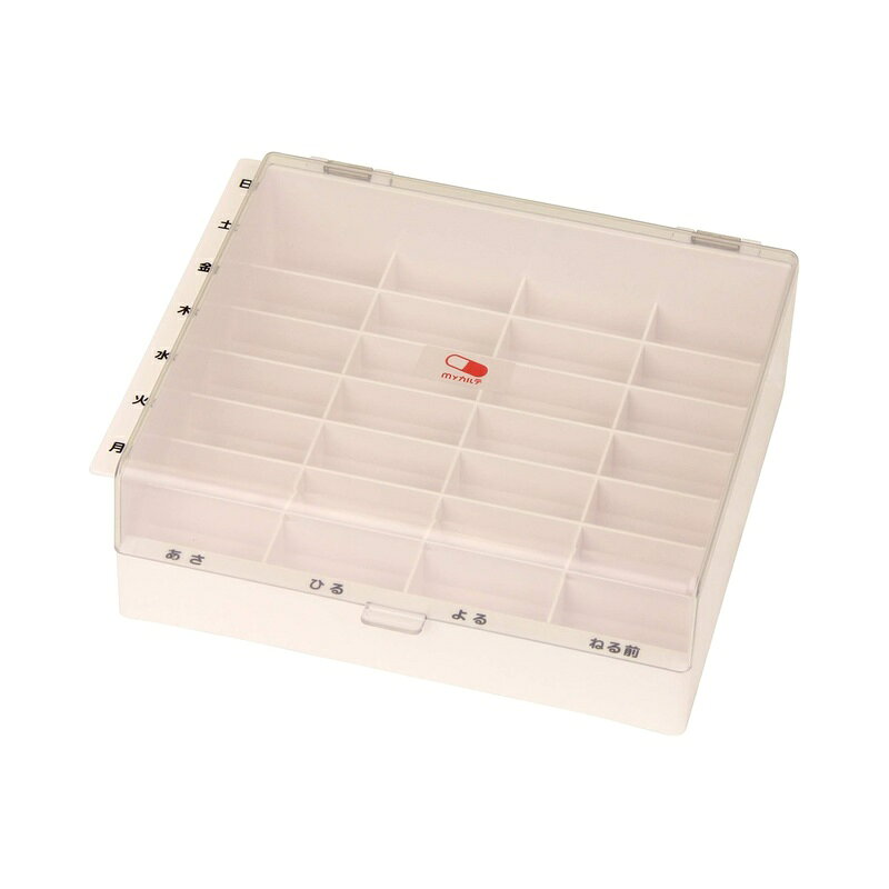 商品サイズ (幅×奥行×高さ) :幅250×奥行228.5×高さ82mm 原産国:日本 材質:本体/フタ:ABS樹脂 Myカルテくすり整理キープケースは、1日4回×1週間のお薬を整理できます。 【特長】 ・小さな薬も取り出しやすいよう、底面...