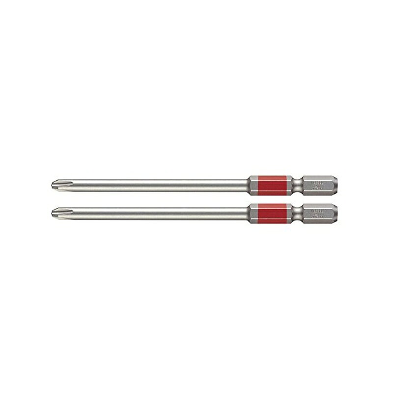 刃先：+2 全長：100mm シャンク径：6.35mm 入数：2本 材質：ダイハード鋼(硬度HRC62) 18Vと40Vに対応 マグネット入り 【用途】 建築・設備 【特長】 ●狭い箇所での作業に便利な細軸タイプ。 ●10色カラーでサイズを...