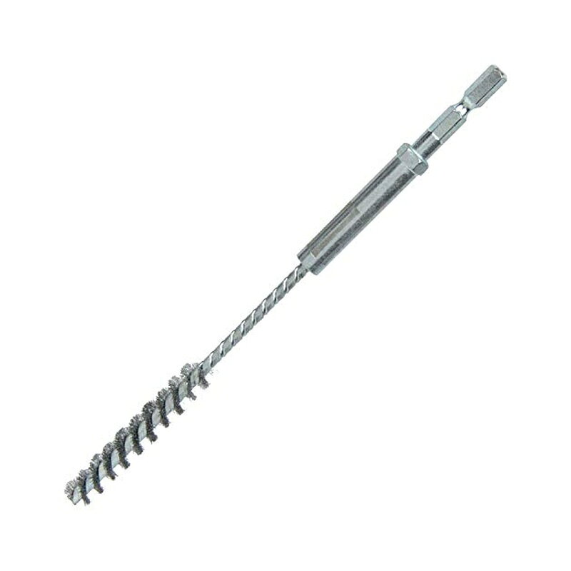 ホール径:10.5mm、適応下穴径:10.5mm ブラシ長:60mm、軸長:110mm、線径:0.15mm 軸:六角軸6.35mm 最高使用回転数:1000min-1 毛材:ワイヤー あらゆるブラッシングにインパクトドライバーの回転で使用で...
