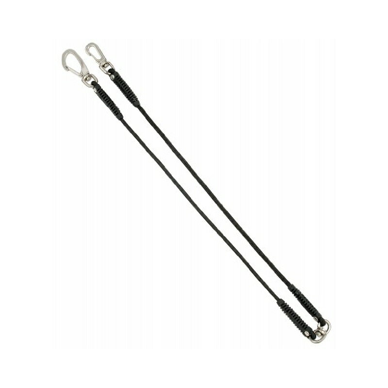 工具接続金具に着脱が簡単なナスカンを採用した。 工具接続ロープ側に、登山用ロープを応用した高耐久性ザイルロープを採用した。 伸縮ロープ側に、スリムな高伸縮繊維ロープを使用した。 工具接続ロープとジャバラ伸縮ロープをより戻し金具で連結すること...