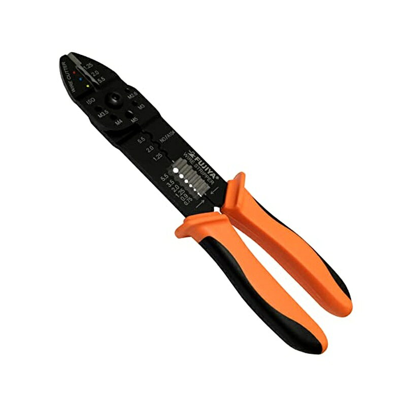 全長:240mm 重量:300g 刃部:研磨仕上げ 絶縁端子:1.25/2.0/5.5mm 裸圧着端子:1.25/2.0/5.5mm 【用途・特徴】 絶縁端子・裸圧着端子の圧着、被覆線のストリップ作業、電線の切断がこれ一本で可能です 小ネジ...