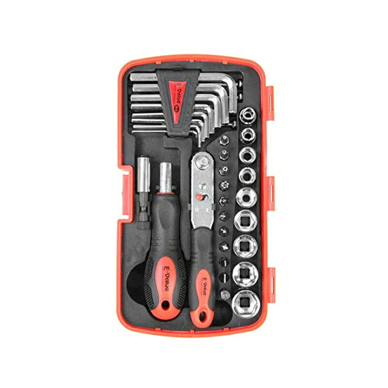 ◆家具の組み立て・メンテナンスに適した35pcs入りのセット ◆家庭・事務所の常備工具として便利 ◆狭いところの作業に便利な薄型ラチェットドライバー ◆持ち運びに便利な収納ケース付 2wayラチェットドライバー：1本 ドライバーハンドル：1...