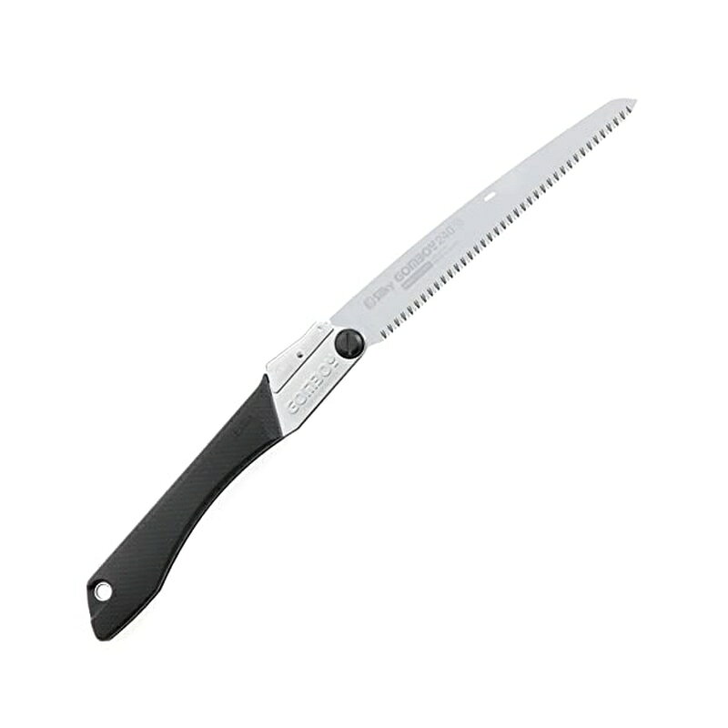折込時270mm×60mm×20mm、使用時505mm×60mm×20mm 刃渡り240mm、目数10枚目/30mm、切り幅1.3mm、重量265g 折込鋸のスタンダード「ゴムボーイ」シリーズの万能目タイプ ディンプル形状ハンドルで握り心地...
