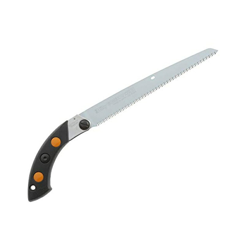 収納時480mm×120mm×40mm、使用時430mm×110mm×20mm 刃渡り270mm、目数10枚目/30mm、切り幅1.3mm、重量405g 折込鋸のスタンダード「ゴムボーイ」シリーズの鞘入り万能目タイプ 洗練されたハンドルデザ...