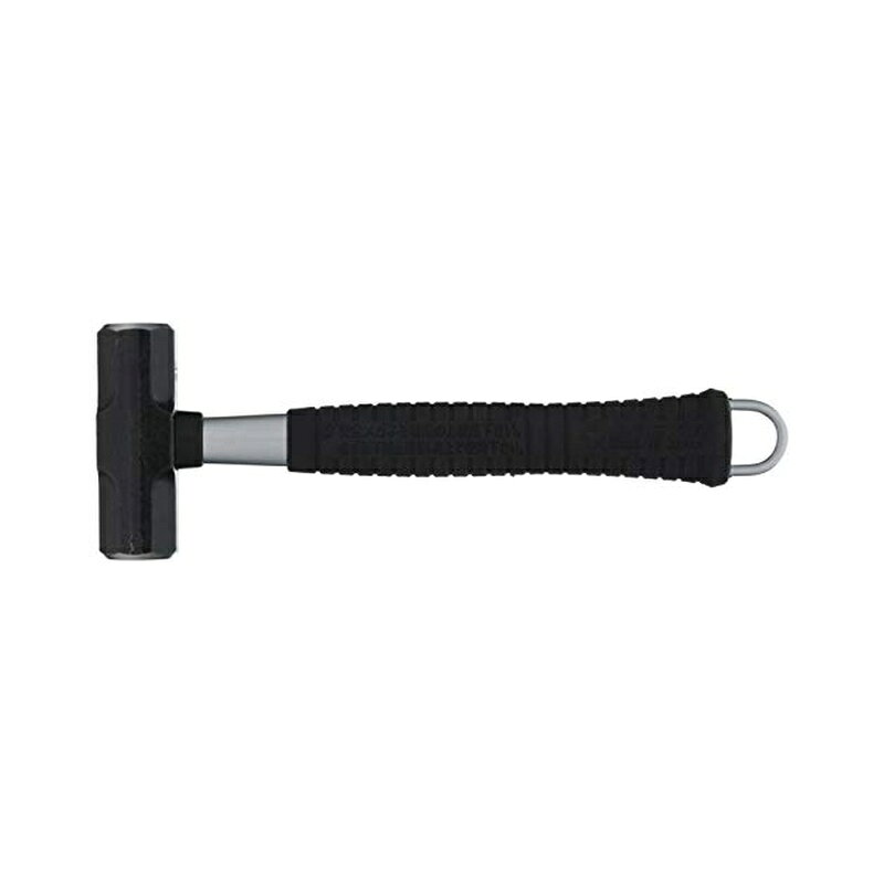 全長:約300mm 頭の全長:約100mm 口径:直径34mm 全重量(約):950g 吊金具付きなのでハンマーフックに簡単脱着できます。 頭は強い打撃力を可能にした鍛造品です。 シャフトは大径20φシャフトを使用。 握りやすい細身グリップ...