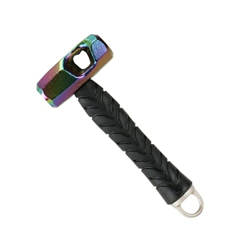 仕様:虹色チタンコーティングメッキ ヘッド硬度:HRC37度〜43度 ヘッド径:33mm、全長:200mm 頭重量:600g、全重量:800g ヘッド:機械構造用炭素鋼S53C、柄:クロームモリブデン鋼、グリップ:PVC、取付リング:ステン...