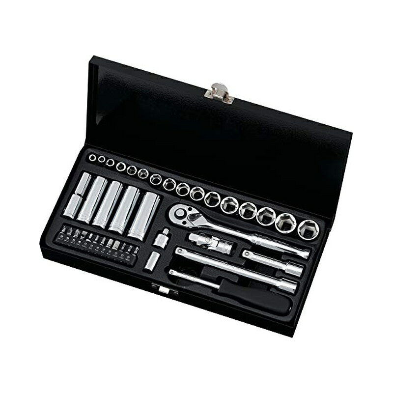 ■入数組40アイテム 差込角6.35mm・9.5mmのソケットレンチセット。 ■72山ギア採用のラチェットハンドル 細やかな動きを実現。狭い場所での作業で大活躍。 ■面接触加工のソケット ボルト・ナットの角に優しい。 ■クロームバナジウム鋼...