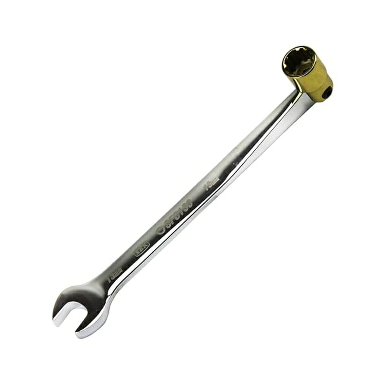 サイズ:13mm 全長:210mm 重量:138g 材質:クロムバナジューム鋼 スパナとソケットを一体化させた工具 ボルト・ナット等の締付け、緩め作業 【特長】 ・ソケット部は180度首振り可能で狭い場所でも障害物をさけ作業できる ・ソケッ...
