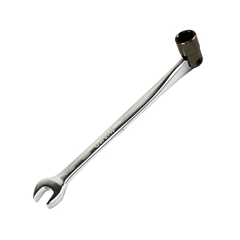 サイズ:14mm 全長:230mm 重量:185g 材質:クロムバナジューム鋼 ソケット部は180度首振り可能で狭い場所でも作業できます。 ソケット部は、スプライン形状で一つのサイズでいろんなネジに対応する事ができます。 サイズ識別がしやす...