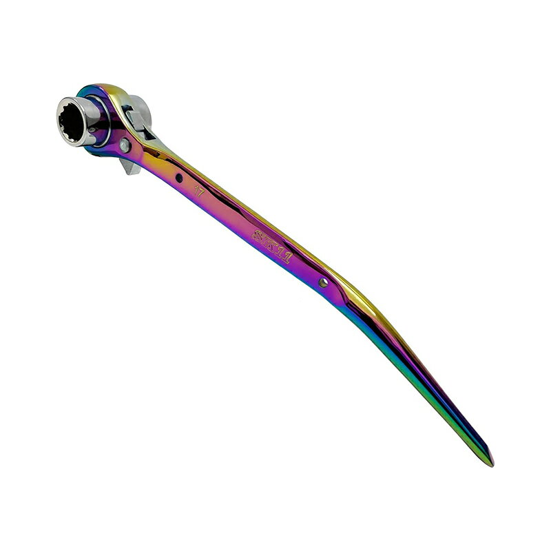 建設、機械、設備等あらゆる産業の六角ボルト・ナットの着脱に。 番線加工がしやすいシノ曲がり形状です。 落下防止コードの取り付け用に2ヶ所の取り付け穴が付いています。 サイズ：17×21mm 全長：310mm 商品写真は、 お使いのモニター設...