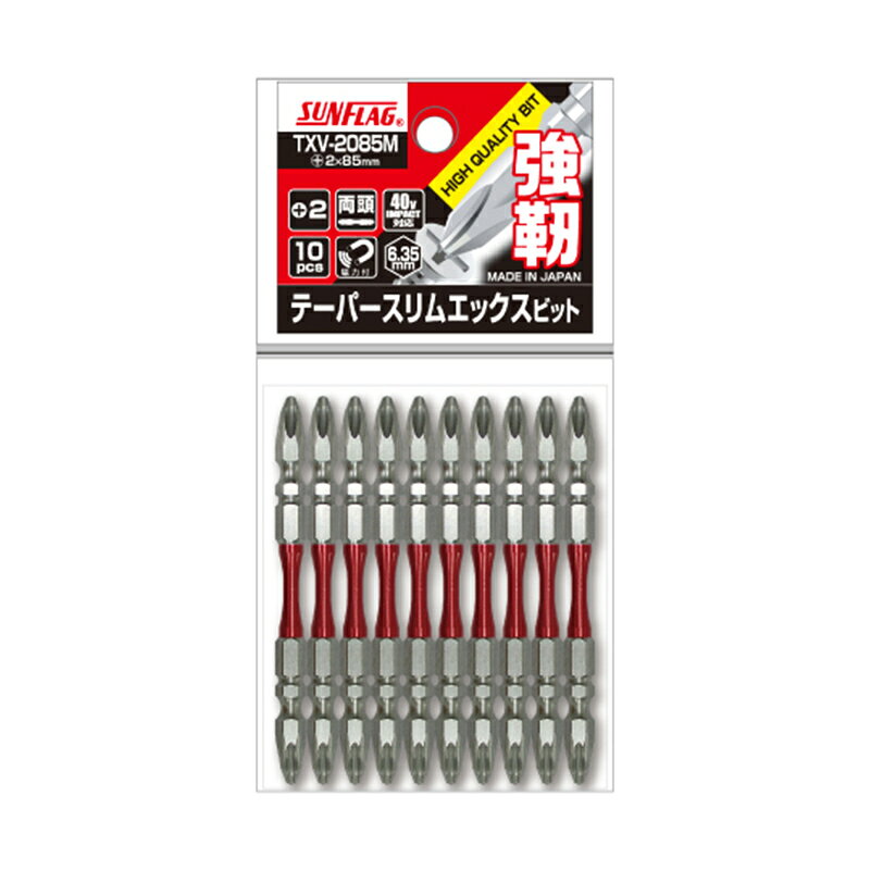 当社オリジナルのトーション加工で、左右の回転トルクを吸収する事により、先端の耐久性を大幅にアップしています。 先端がスリム形状で、ねじ頭が見やすく作業効率が上がります。 特殊先端形状にて、回転時の浮き上がり現象（カムアウト）を軽減しています...