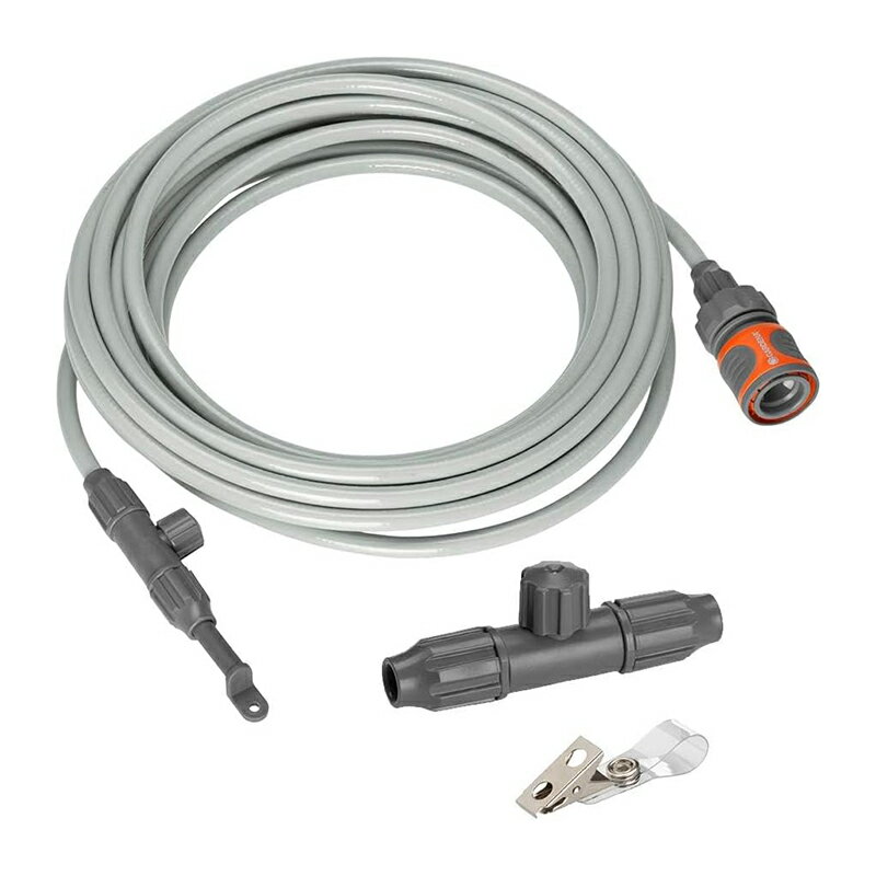 屋外用クーリングミスト散水器。 ミストノズルから細かい水のミストスプレーします。 材質：ABS樹脂、ポリアセタール、塩化ビニル樹脂、合成ゴム、スチール サイズ：約幅27.2cm×奥行5cm×高さ29cm ホース長：10m ホース内径：3.5...