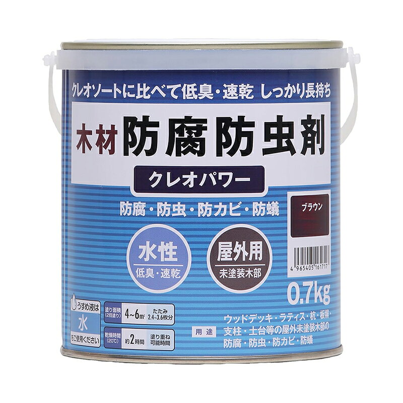 浸透タイプの木材保護塗料 防腐・防虫・防カビ・防蟻効果 ウッドデッキ、ラティス、杭、板塀、支柱、土台など 色見本は塗装したシナベニヤを撮影しています 画面上の色は、実際の色と異なることがあります 下地を生かす塗料なので、木の色によって仕上が...