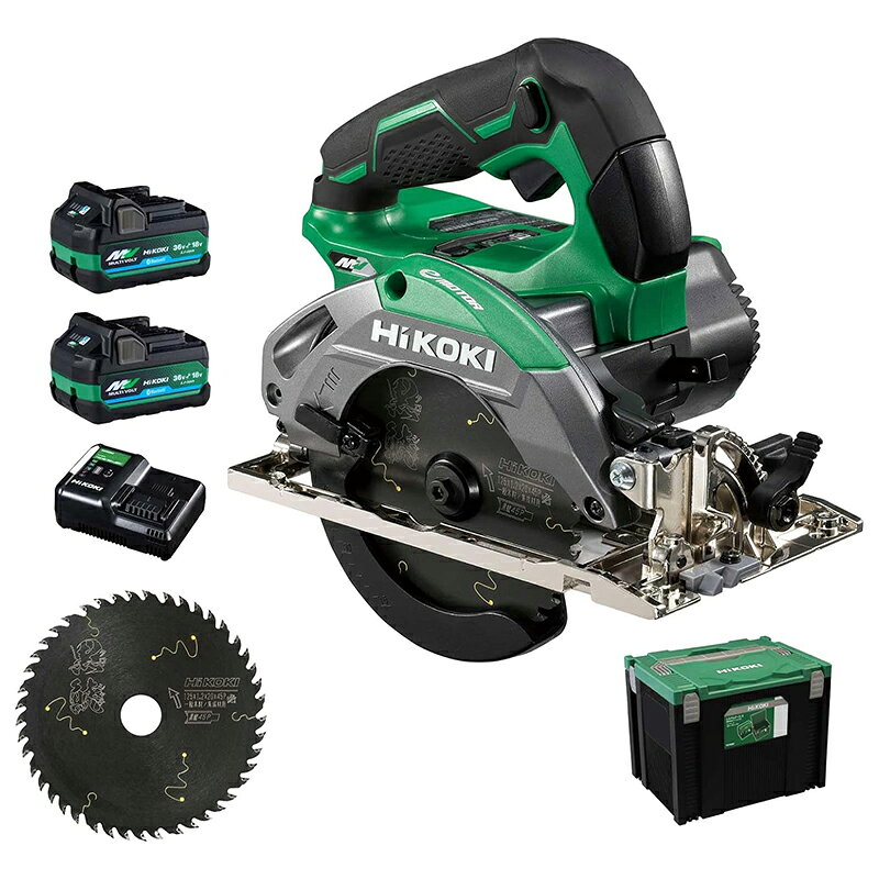 ＜HiKOKI 36V コードレス丸のこ 特別セット C3605DA(SK)(2XPCSZ)＞ ●スーパーチップソー 黒鯱（クロシャチ）標準付属仕様が登場 ●切れ味抜群で快適作業 クラス最速※1 7,000回転 最大切断スピードの比較（目安...