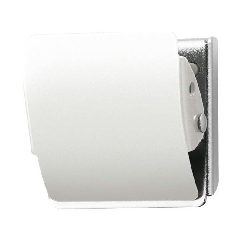 背面にホールド．ラバーを搭載したマグネットクリップです。 スチール面にフィットし、分厚い書類を挟んでも、ずり落ちずにしっかりキープ、手のあたりがソフトなラウンドフォルムで、手が痛くなりにくいです。 保持枚数：約90枚 色：ホワイト 外形寸法...