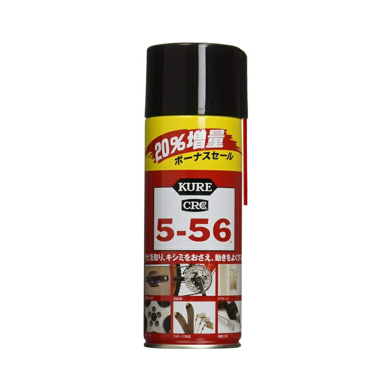 ＜呉工業 防錆・潤滑剤 5-56 15%増量缶 368ml 2004＞ ●おなじみ5-56の増量品。 ●サビを落とし、動きを良くする、工具箱の必需品。 ●防錆・潤滑・防湿・除湿効果に優れ、微細なすき間にも入り込む高い浸透力。 ●強い浸透力で...
