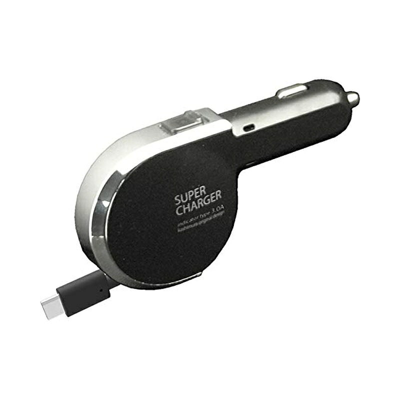 ●車のDCソケット電源からスマートフォンのバッテリーを充電する、USB Type-C端子専用のハイパワーDC充電器。 ●ワンプッシュでコードをすっきり収納。 ●充電しながら待ち受けも可能。 ●充電状況がわかる インジケーターLED付。充電中...