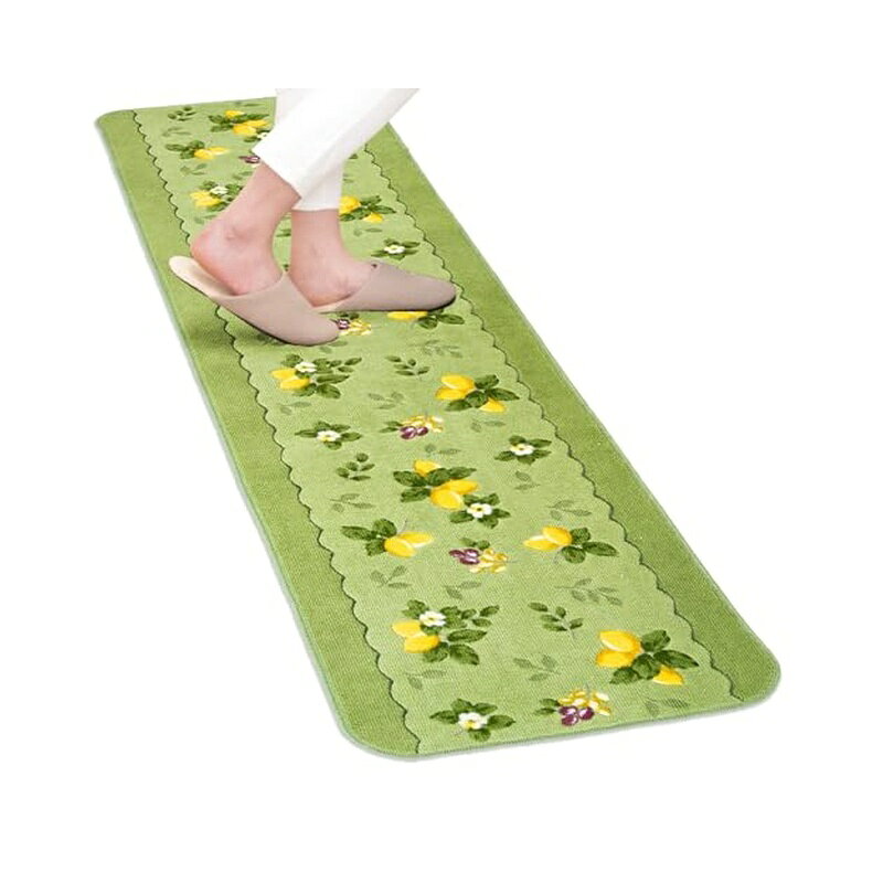 色: グリーン 本体サイズ:約45×180×0.6cm 本体重量:720g 抗菌防臭加工 裏面すべり止め加工 洗濯機で丸洗いOK 南仏のプロヴァンス地方を思わせるオリーブとレモンのモチーフを配置しました。表現や色合いは日本製ならではの繊細さ...