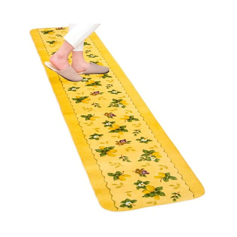 色: イエロー 本体サイズ:約45×240×0.6cm 本体重量:930g 抗菌防臭加工 裏面すべり止め加工 洗濯機で丸洗いOK 南仏のプロヴァンス地方を思わせるオリーブとレモンのモチーフを配置しました。表現や色合いは日本製ならではの繊細さ...