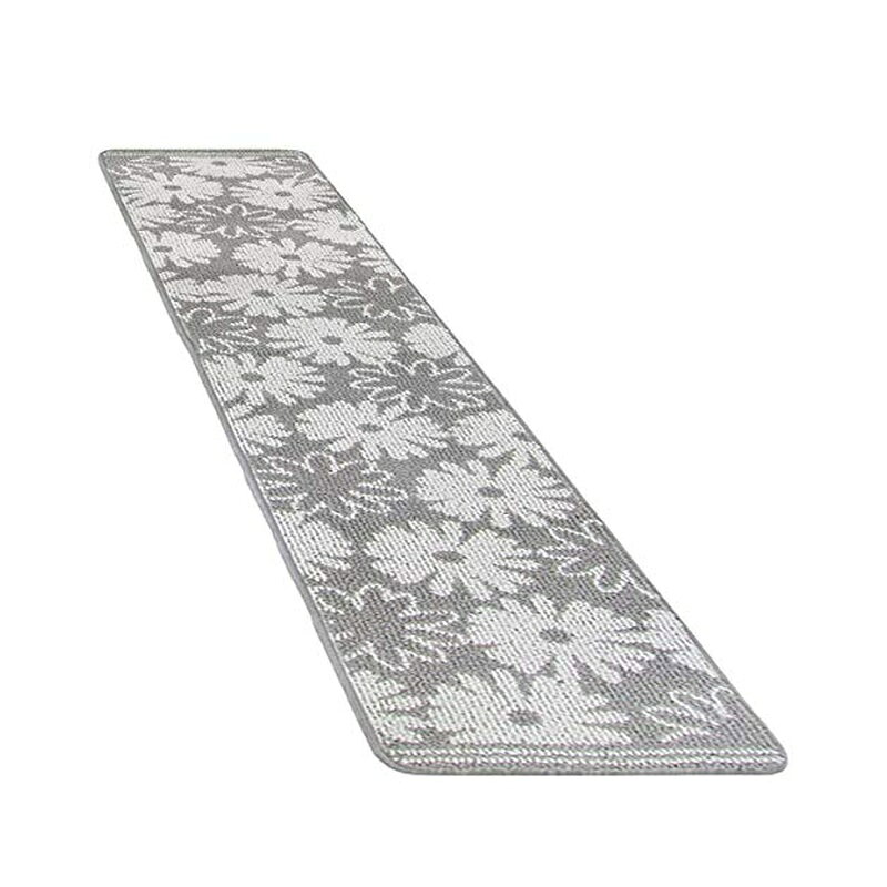 色: グレー サイズ：約45cm×240cm マットの高さ：約7mm 素材：ポリエステル100％ 裏面すべり止め加工 生産国：中国 ゆったりとしたデイジーの花をいっぱいにレイアウトした華やかなキッチンマットです。 忙しい毎日を穏やかな気持ち...
