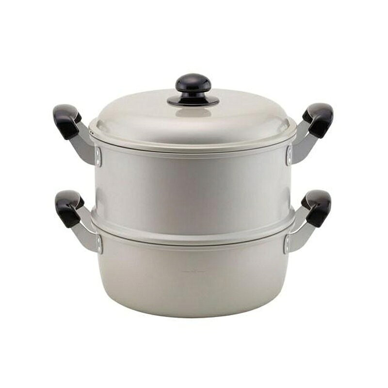 さっぱり、おいしく蒸し料理 品　種：蒸し器セット サイズ：26cm 本　体：アルミニウム合金、兼用鍋の目皿（アルミニウム合金、硫酸アルマイト加工） 内　面：パール発色アルマイト加工 外　面：パール発色アルマイト加工 取っ手：フェノール樹脂 ...