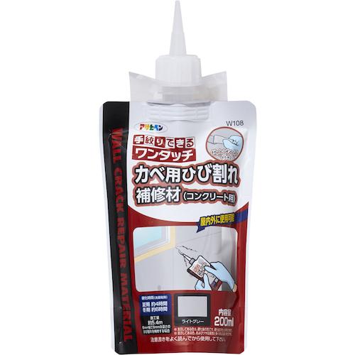 ●【ブランド】 ： アサヒペン ●【メーカー】 ： アサヒペン ●【色】 ：ライトグレー ●【容量(ml)】 ：200 ●【硬化時間(20℃)】 ：夏期/約4時間　冬期/約6時間 ● 樹脂モルタル *商品の改定等により、パッケージデザイン・...