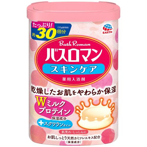 ●【メーカー名】アース製薬 ●【ブランド】バスロ マン ●【香り】やさしいミルクの香り ●【湯色】ミルキーホワイト（にごり） ●【内容量】600g ● 美容液成分（保湿成分）スクワランオイル配合。さら湯のピリピリ感をやわらげる塩素除去成分配...