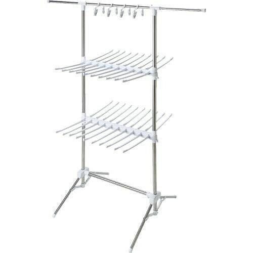使用時サイズ：約H163×W74〜130×D79cm 収納時サイズ：約H164×W74×D15cm カラー：ステン＆ホワイト 質量：3.7kg 組立：お客様組立 材質：パイプ/ステンレス巻きスチールパイプ φ25.4/φ22.2mm/φ19...
