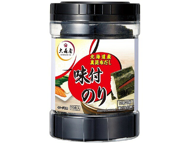 北海道産真昆布だしの旨味とコクのある味付です。唐辛子をピリッと効かせ、飽きのこない味に仕立てた、12切70枚の卓上商品です。 原材料名 乾のり（韓国産）、醤油、砂糖、昆布エキス、みりん、清酒、唐辛子、エビエキス、昆布、食塩／調味料（アミノ酸...