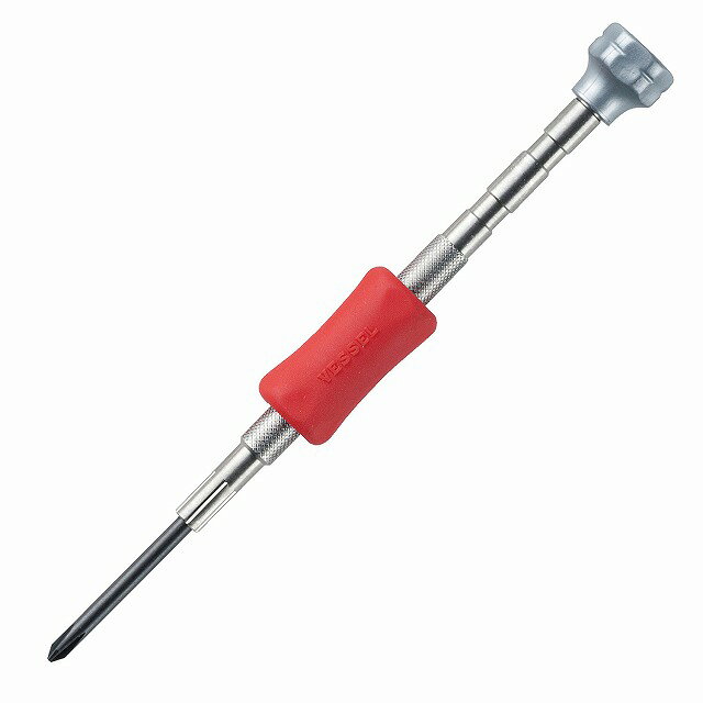 ローレット加工で細かな回転が行えます。 仕様 ●サイズ：(+)NO.00。 ●軸長：24mm。 ●全長：104mm。 ●クッショングリップ色：赤。 ●環境対策品。 ※商品の改定等により、パッケージデザイン・内容等は予告なく変更される場合がご...