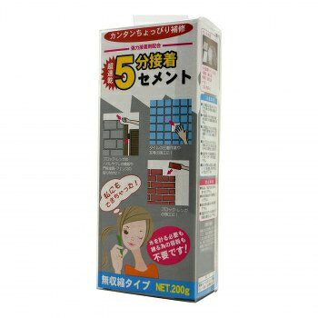 グレー　/　容量：200g　/　ヘラ付属。 用途・使用場所：ブロック、レンガ、タイル等の接着補修 施工面積（目安）：塗厚5mmで10mm×2.5m ●水を計る手間や練る容器が不要なオールインワンタイプです ブロック レンガ タイル 灰 速乾...