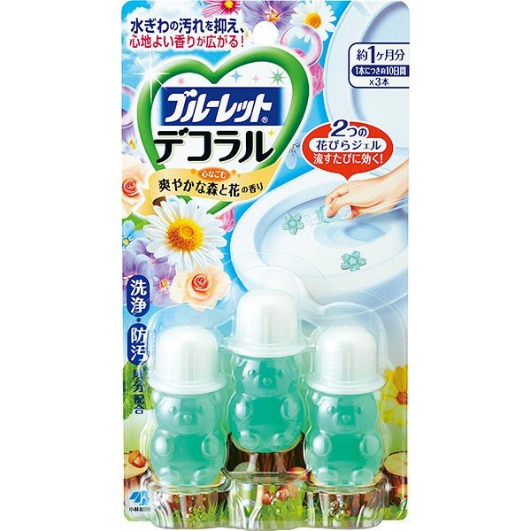 ●【ブランド】：ブルーレット ●【メーカー】：小林製薬 ● 成分：香料、非イオン界面活性剤、両性界面活性剤、色素 ● 便器に花びらジェルを貼るだけで、水ぎわの汚れを抑え心地よい香りが広がる水洗トイレ用芳香洗浄剤 ● 水ぎわの汚れを抑え心地よ...