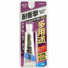 ■屋内、屋外、凹凸面、水回りでの接着と補修に。 ＊おもちゃ、バッグ、靴、家具、家電製品、手芸、工作 ■ガッチリ固まる ■硬い素材の接着に最適。 ■耐熱温度：−30〜80℃（当社試験データ） ■シリル化ウレタン樹脂系接着剤 ■色調：クリヤー ...