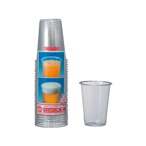 ■クリアータイプの簡易コップ ■ジュースやコーラに、冷えたビールに ■容量：215ml ■外寸：口径71×高90mm ■材質：PET樹脂 ■入数：30個入 ■日本製 ＊リニューアルに伴い、パッケージ・内容等予告なく変更する場合がございます。...