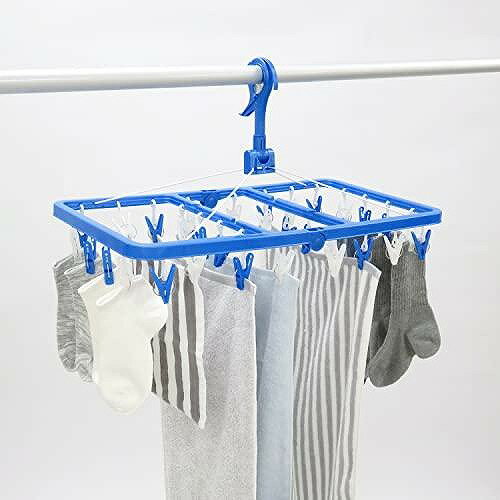 ●仕様 サイズ:約幅33×奥行60×高さ32.5cm 重量:約369g 内容量:1個 材質:本体・ピンチ：ポリプロピレン、ワイヤー：鉄線（ポリエチレン被膜）、バネ：鋼線 生産国:ベトナム 角型形状で洗濯物がまとめてたくさん干せる、ピンチ32...