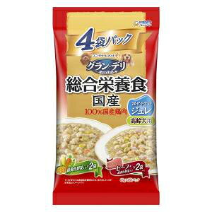 フードと混ぜやすいジュレタイプ 緑黄色野菜入りとビーフ入りが2袋ずつ入ったアソート4袋パック 原材料：緑黄色野菜入り：肉類(鶏胸肉、ささみ)、野菜類(カボチャ、ニンジン、グリーンピース、スイートコーン)、油脂類、寒天、こんにゃく粉、増粘多糖...